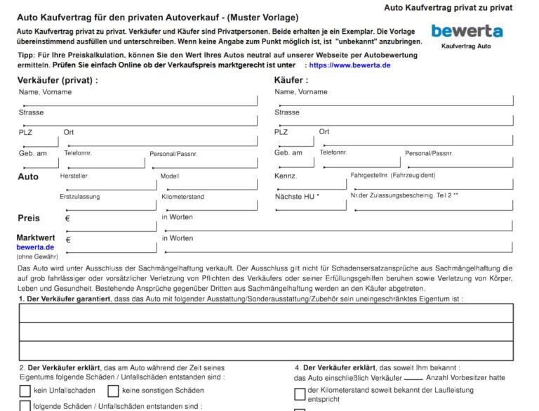 Kaufvertrag Privat An Privat